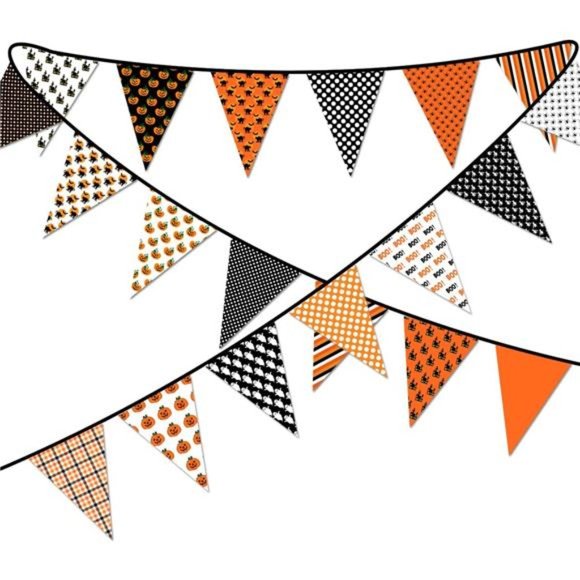 Holiday | Fabric Halloween Pennant Banner Vintage Halloween Banner ...